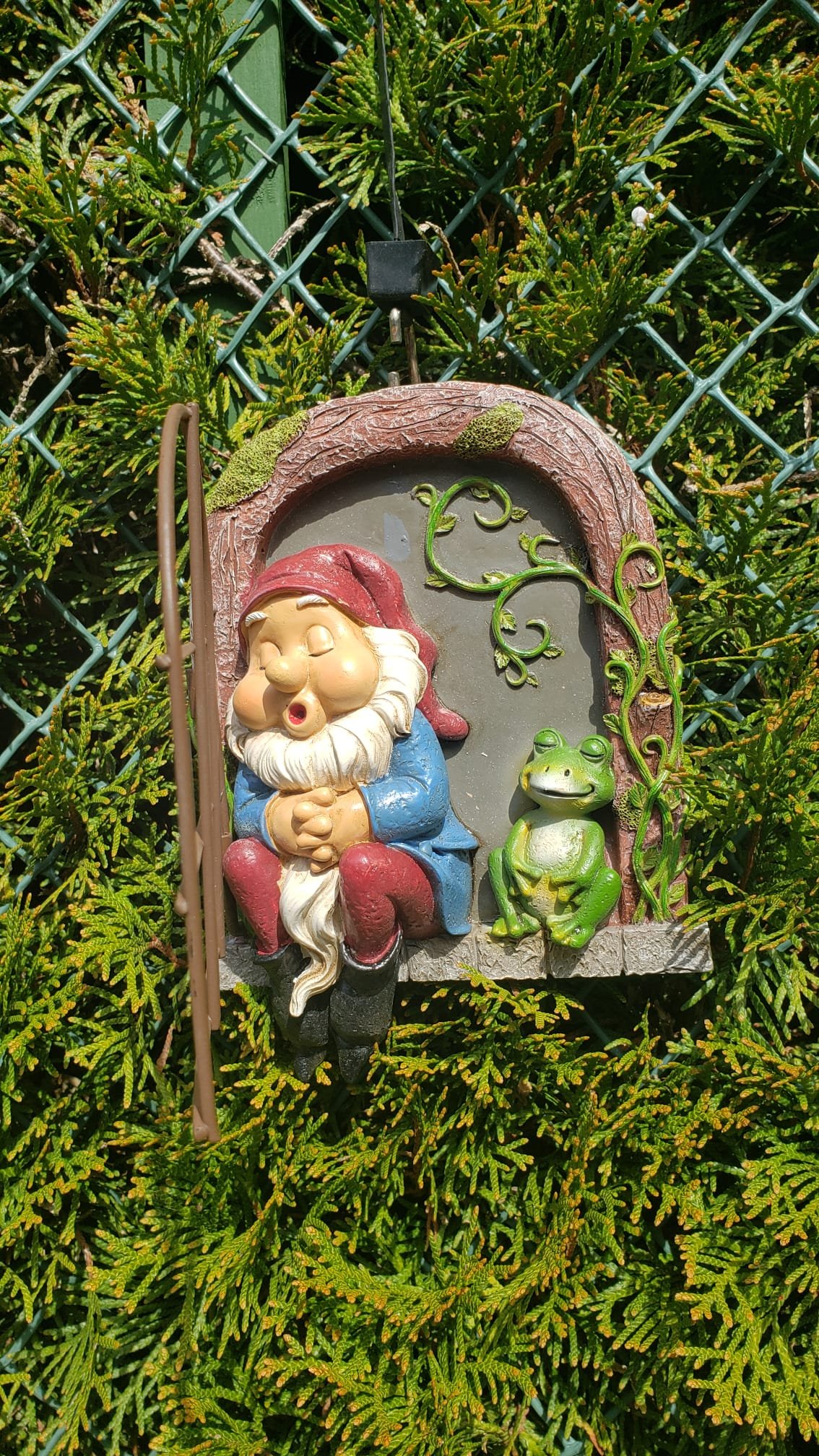 Gnome and Frog on Window | Frog Gnome Statues - The Gnome Shop