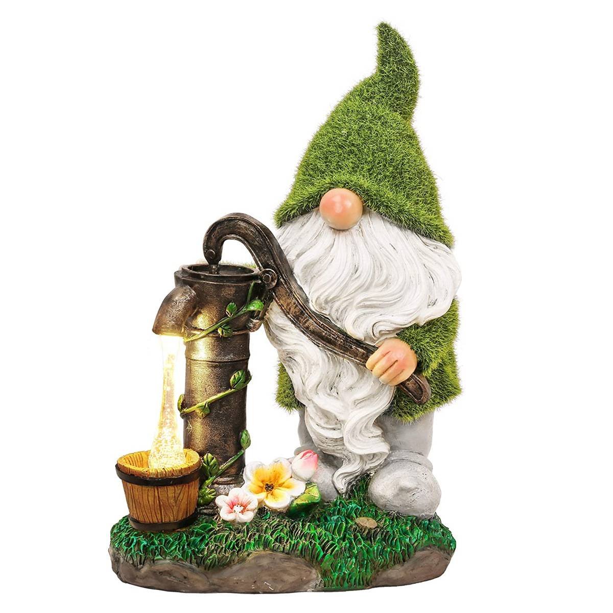 Garden Gnome Drawing Water at Pitcher Pump - The Gnome Shop