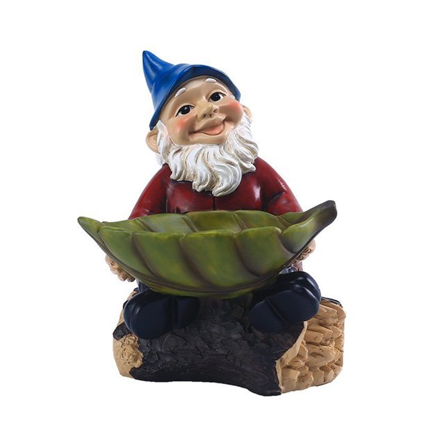 Gnome Holding a Large Leaf - The Gnome Shop