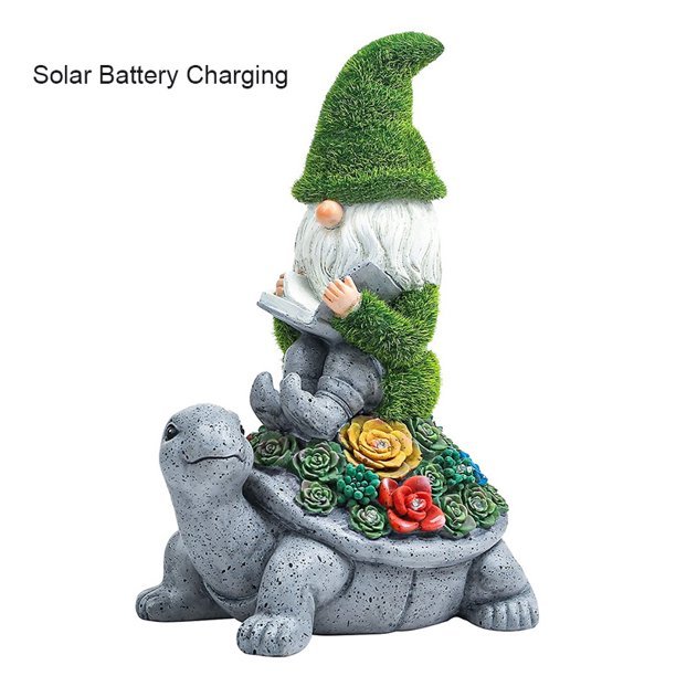 Gnome Sitting on Turtle Reading Book - The Gnome Shop