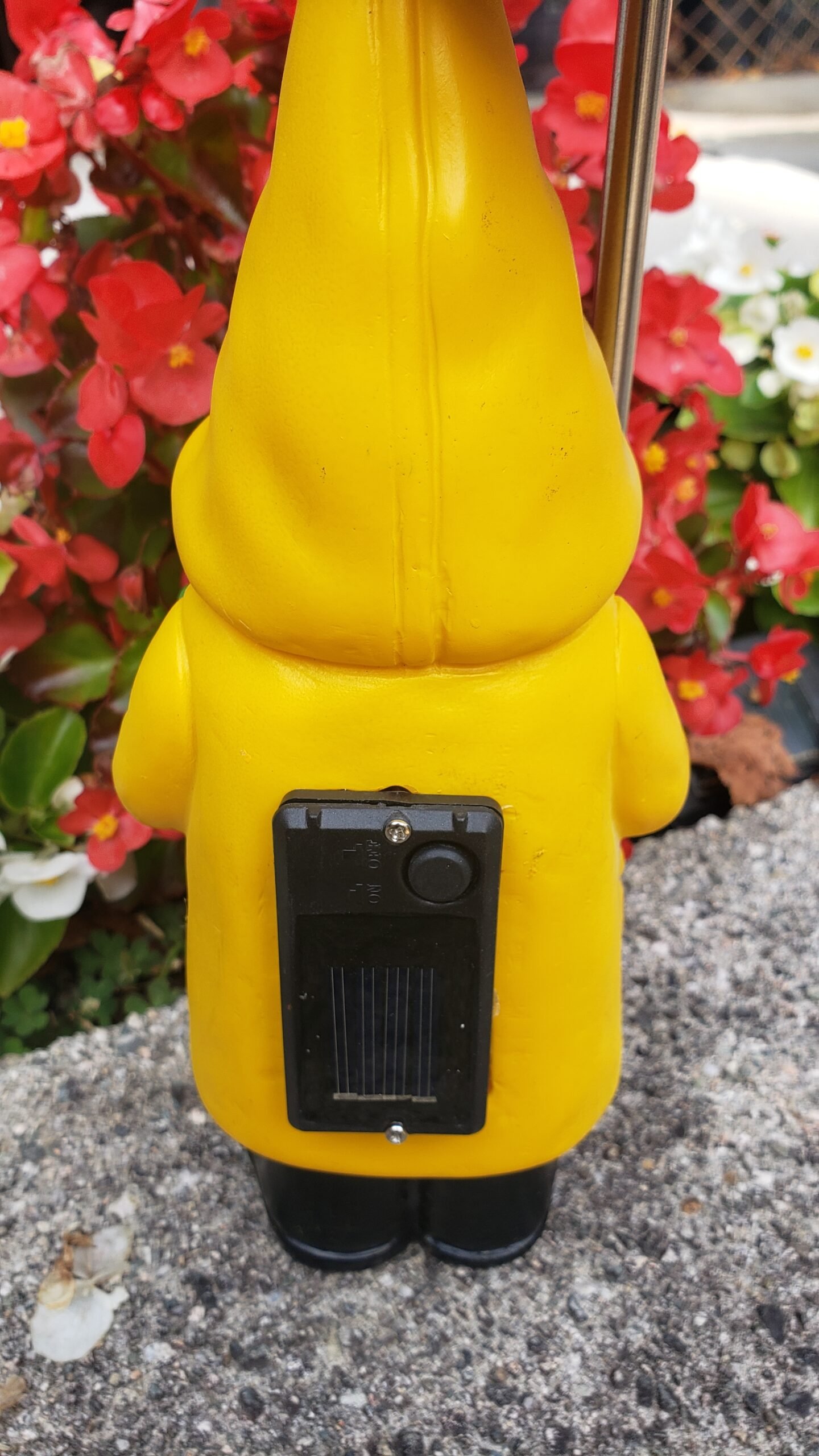 Yellow Rain Coat Gnome with Blue Umbrella - The Gnome Shop