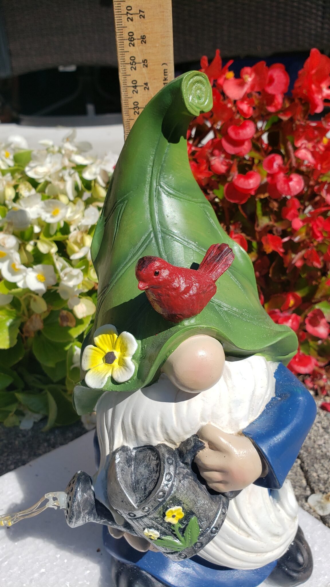Gnome with Red Robin on Hat - The Gnome Shop