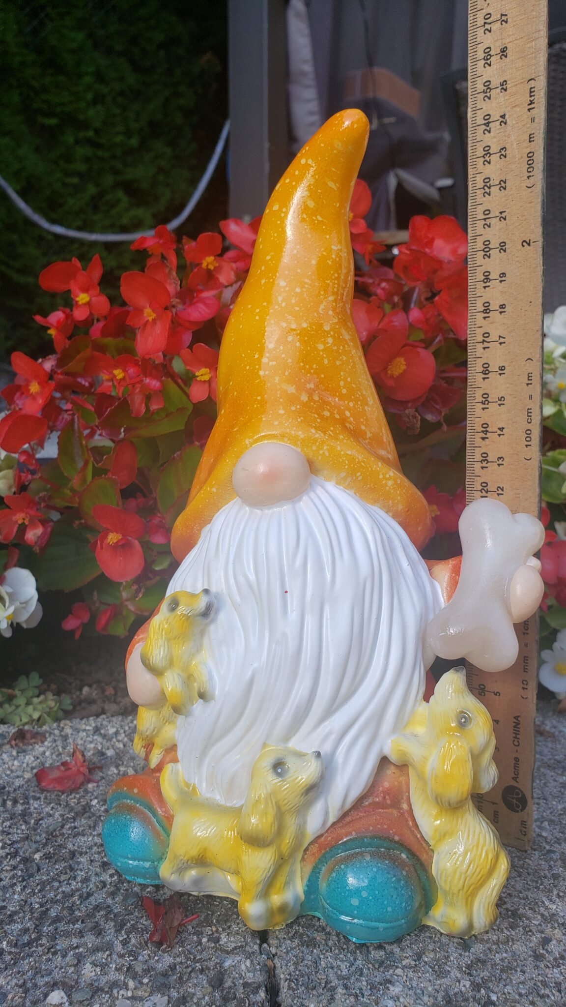 Gnome with Dog and Lit up Bone - The Gnome Shop