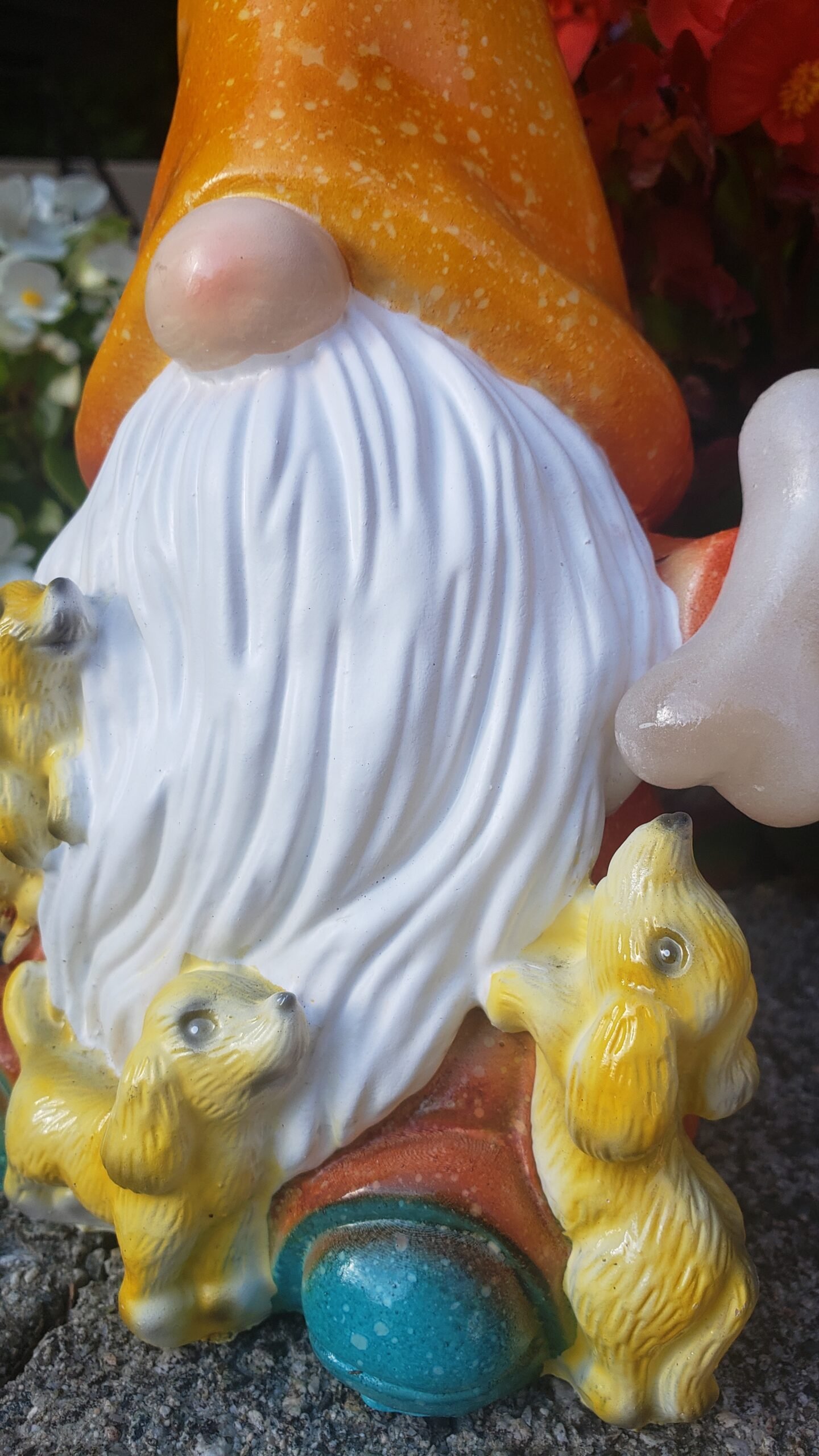 Gnome with Dog and Lit up Bone - The Gnome Shop